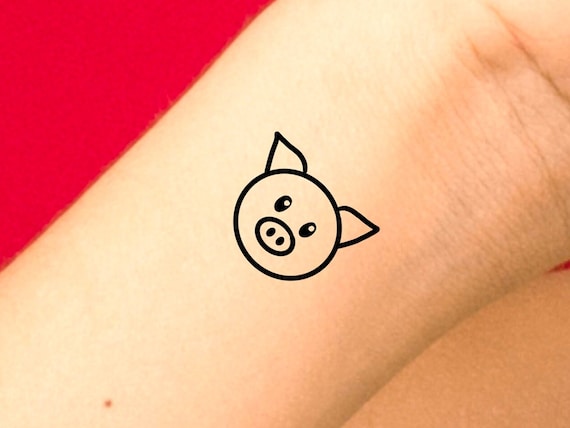 Pig Face Tattoos Small Pig Face Temporary Tattoo (set Of 3) Etsy