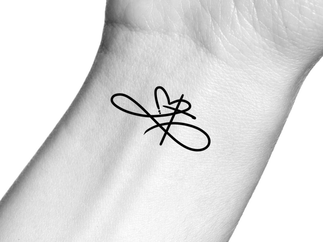 Cross Heart Infinity Temporary Tattoo - Religious Tattoo - Etsy