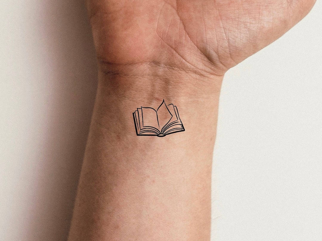 Small Book Outline Temporary Tattoo - Etsy