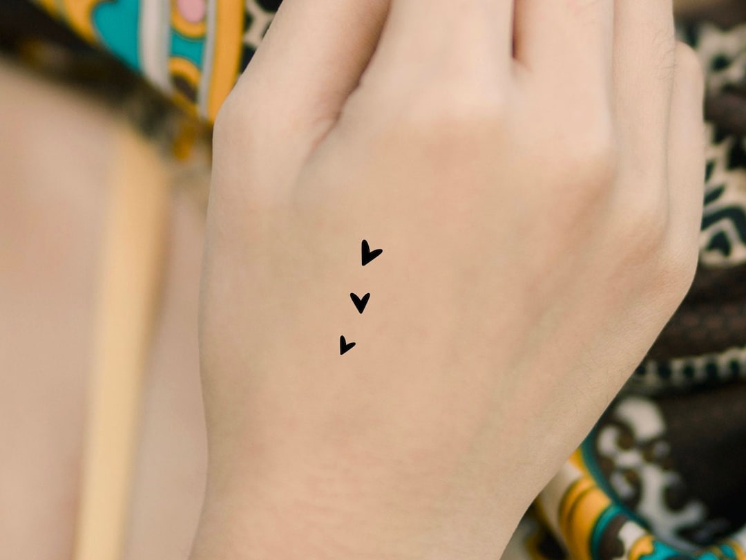3 Little Hearts Temporary Tattoo - Etsy