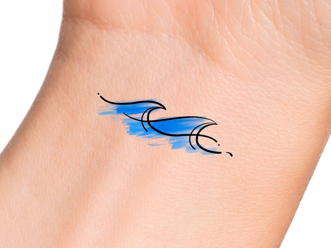 Blue Waves Temporary Tattoo - Etsy