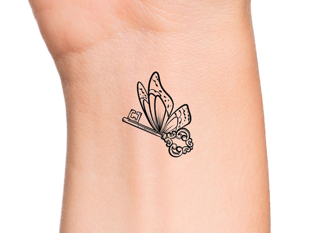 Butterfly Key Temporary Tattoo - Etsy