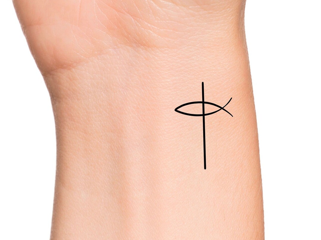 Cross Jesus Fish Temporary Tattoo - Etsy