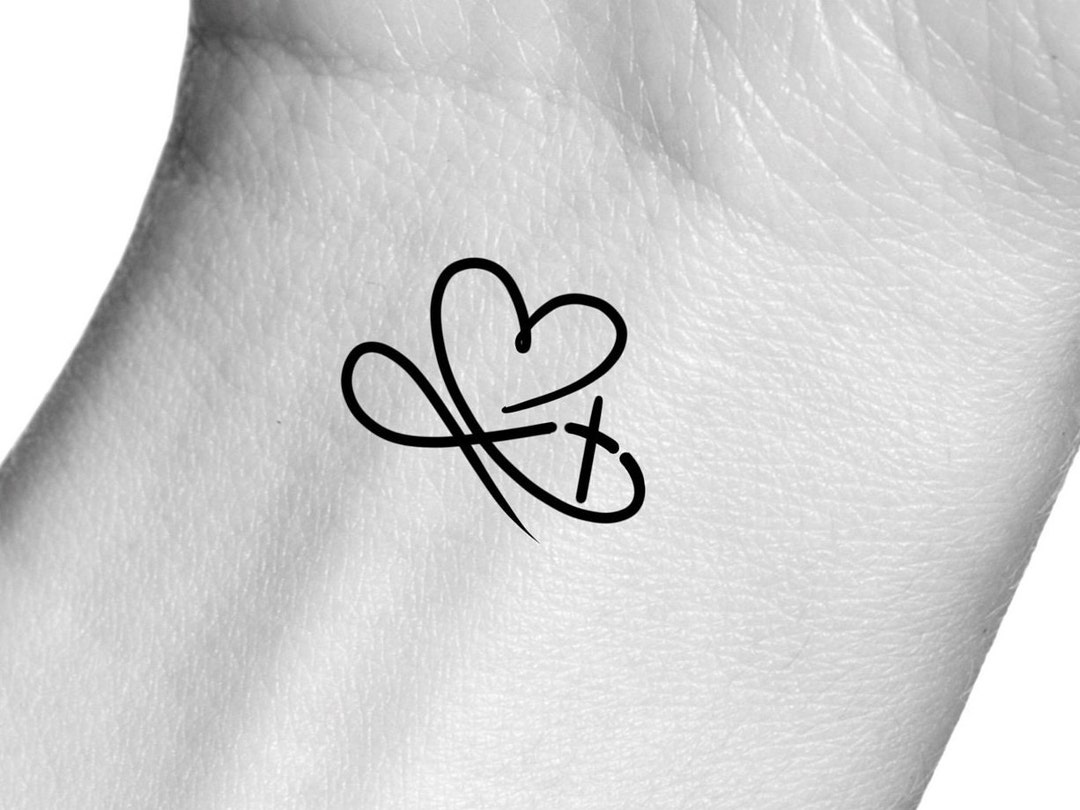 Cross Heart Infinity Temporary Tattoo - Etsy