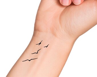 Free Like a Bird Flying Birds Tattoo / Flock of Birds Temporary Tattoo ...