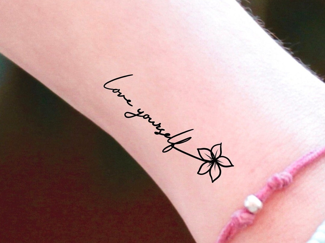 Love Yourself Flower Temporary Tattoo - Etsy
