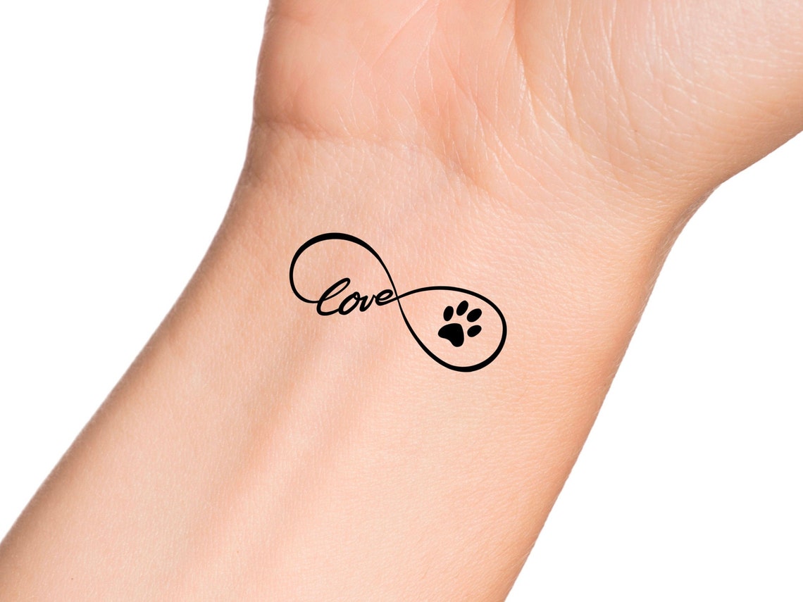 Love Paw Print Infinity Temporary Tattoo - Etsy
