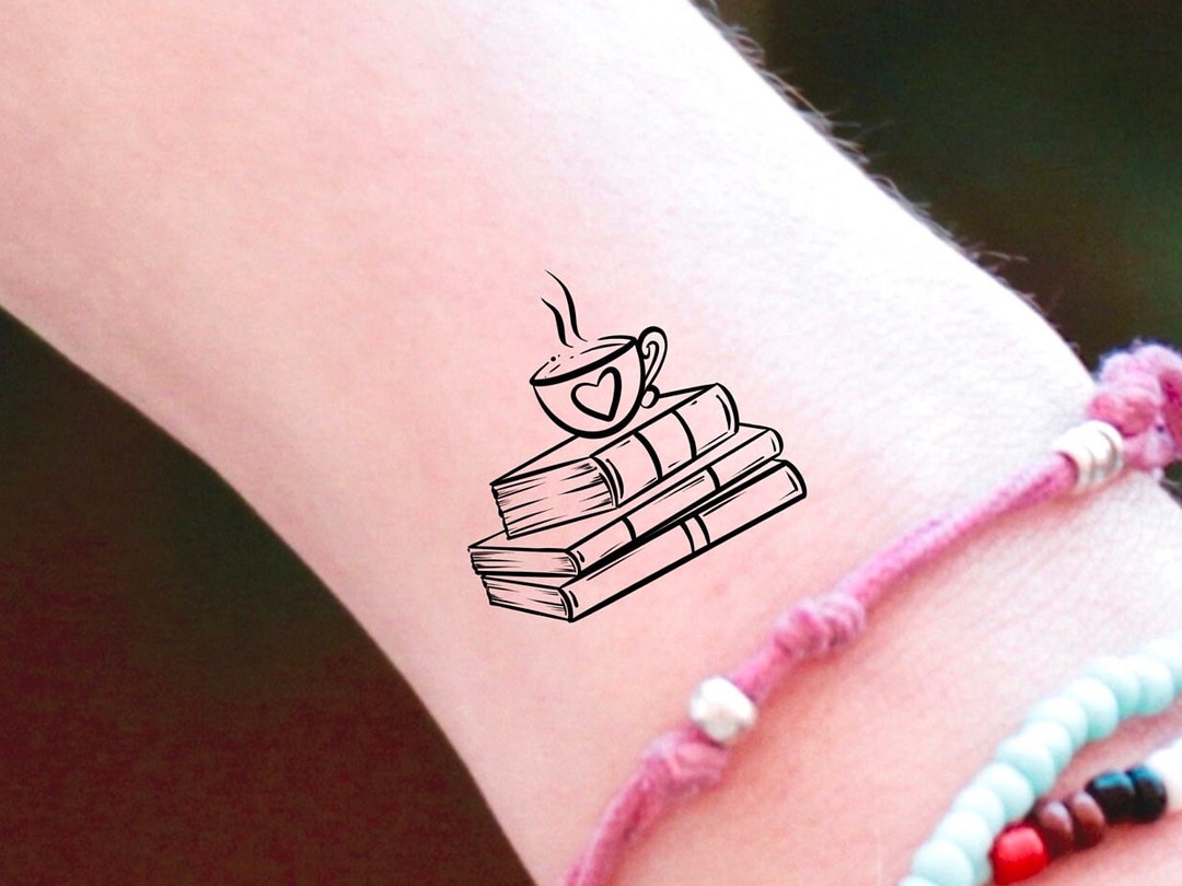 Books Tea Cup Temporary Tattoo - Etsy