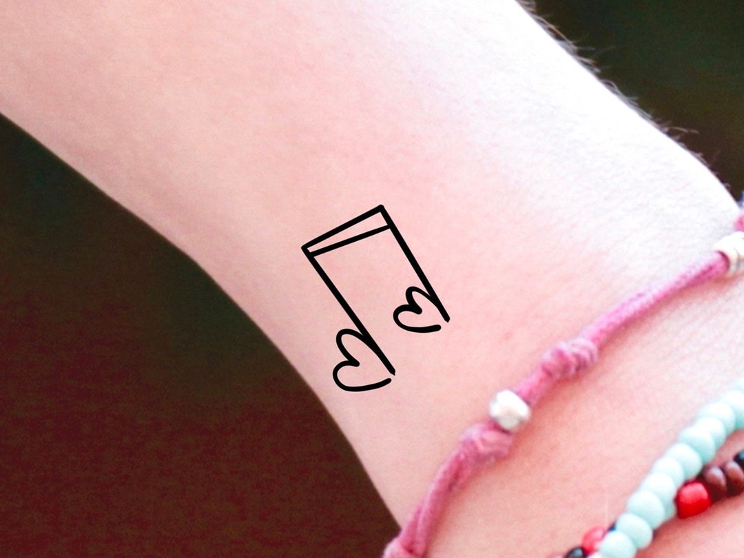 Music Note Heart Temporary Tattoo - Etsy