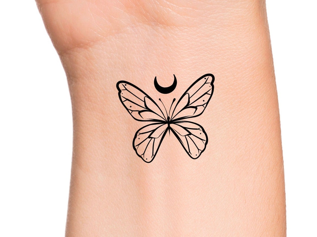 Butterfly Moon Temporary Tattoo - Etsy