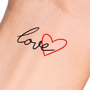 Love Heart Temporary Tattoo - Etsy