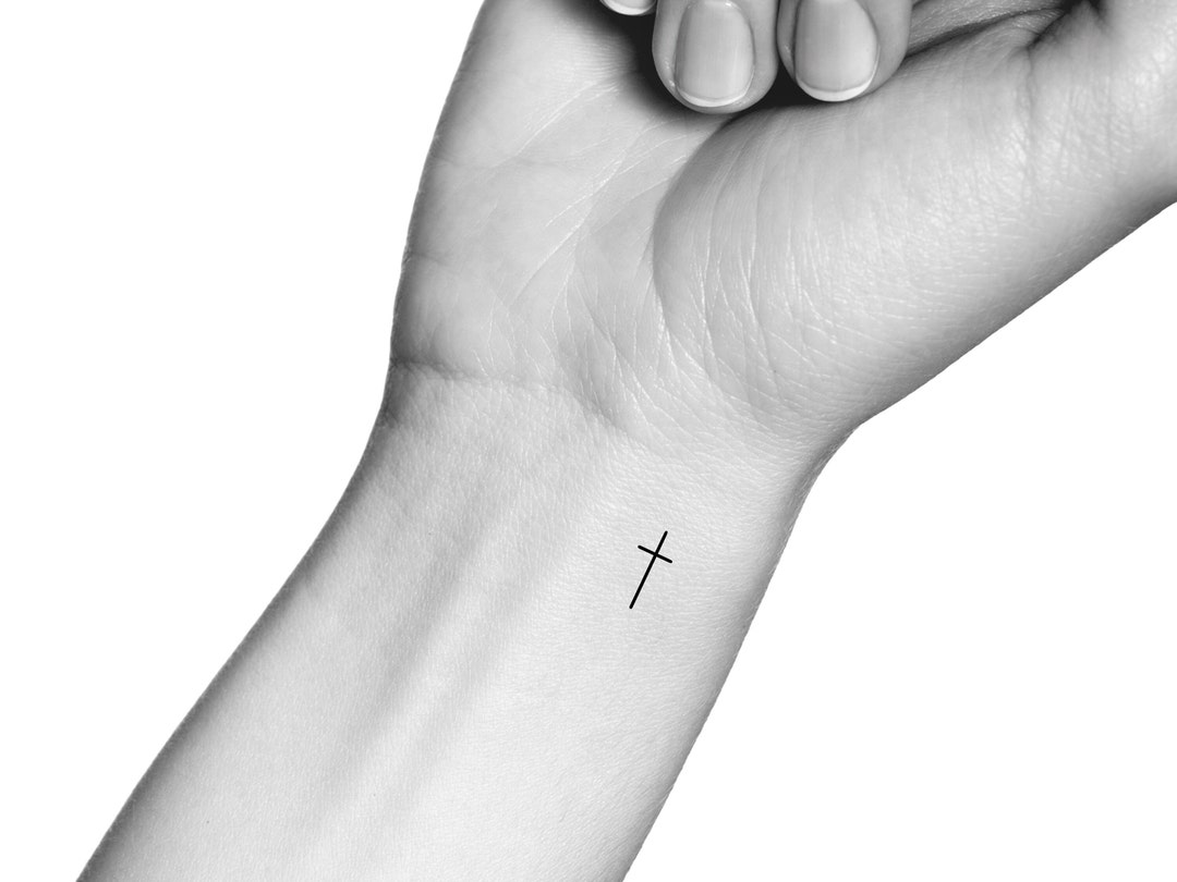 Minimalist Tiny Cross Temporary Tattoo - Etsy