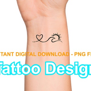 Heart Wave Sun Tattoo Design Digital Download PNG - Etsy