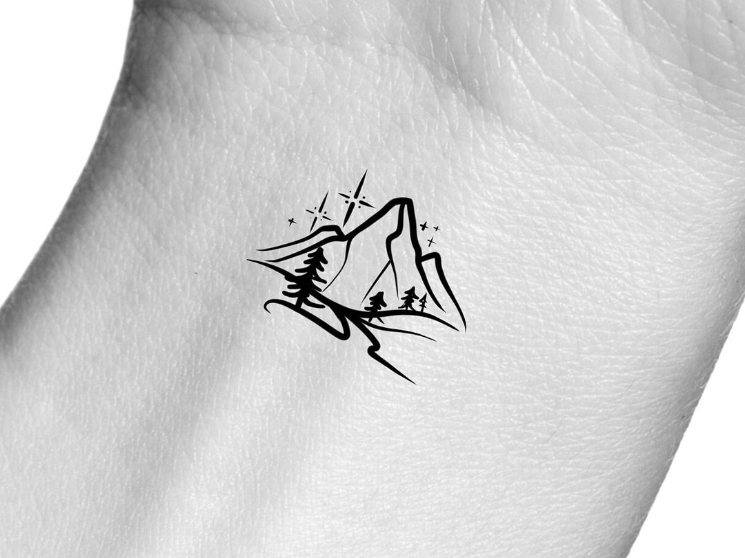 Mountain Stars Trees Temporary Tattoo - Etsy