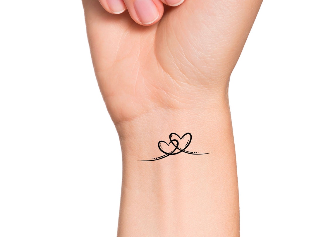 2 Hearts Temporary Tattoo - Etsy