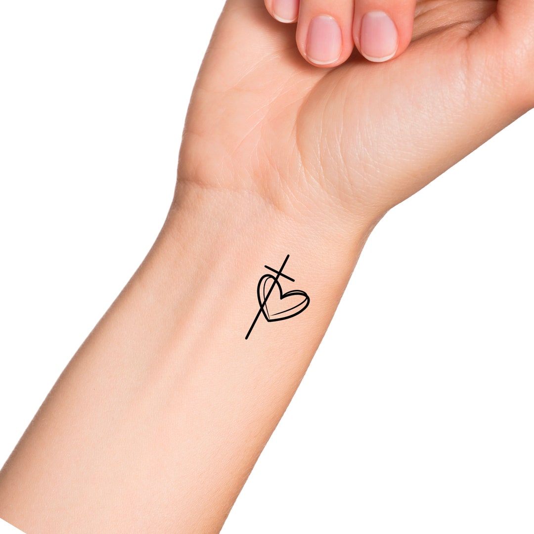 Cross Heart Temporary Tattoo / Religious Tattoo - Etsy