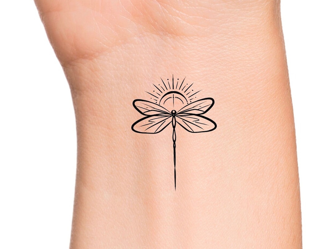 Dragonfly Sun Temporary Tattoo - Etsy