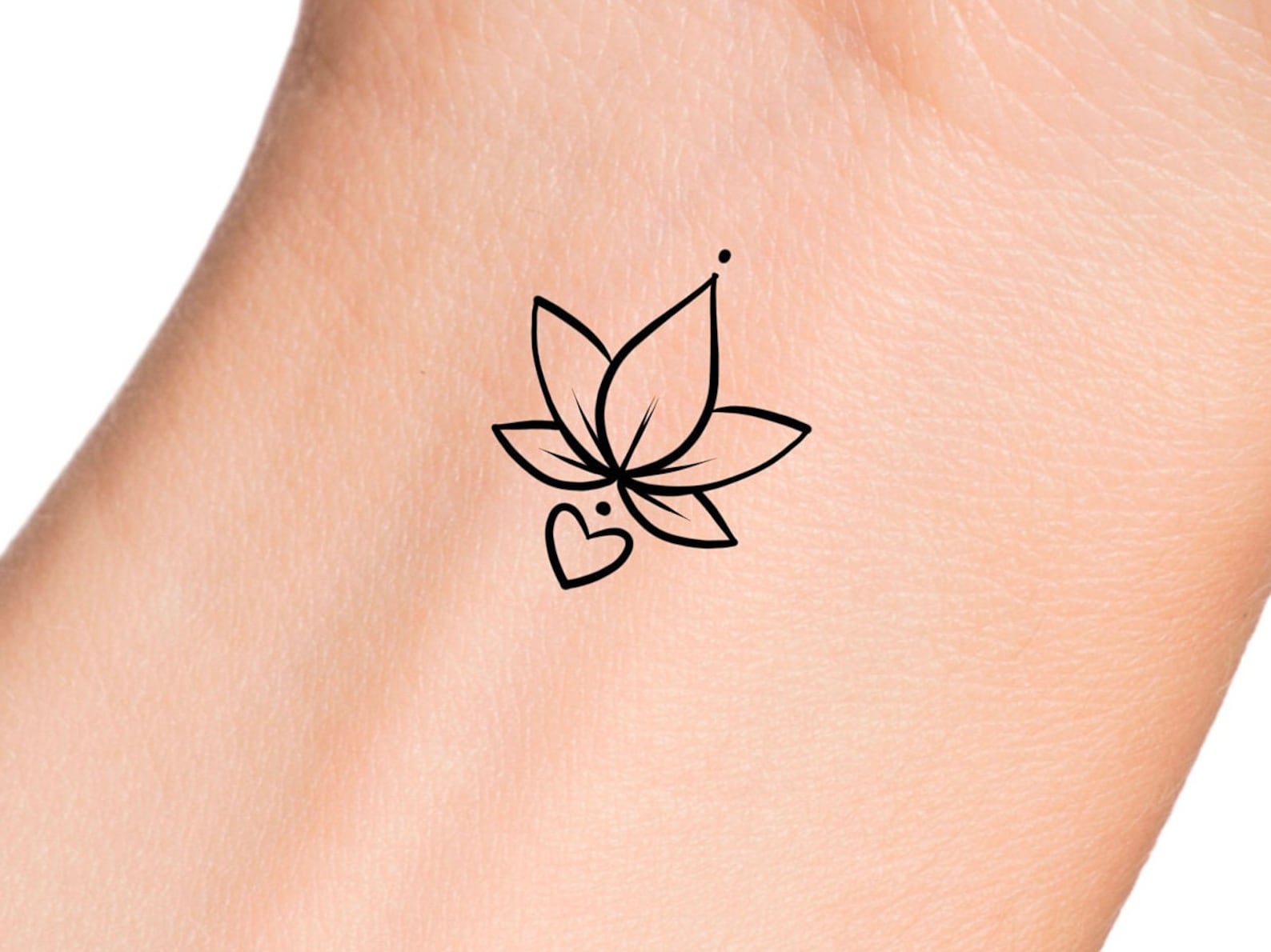 Small Lotus Heart Temporary Tattoo - Etsy