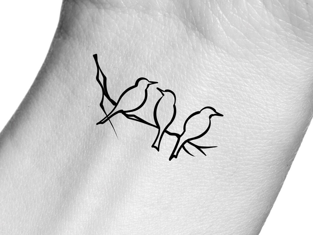 3 Birds on Branch Temporary Tattoo - Etsy