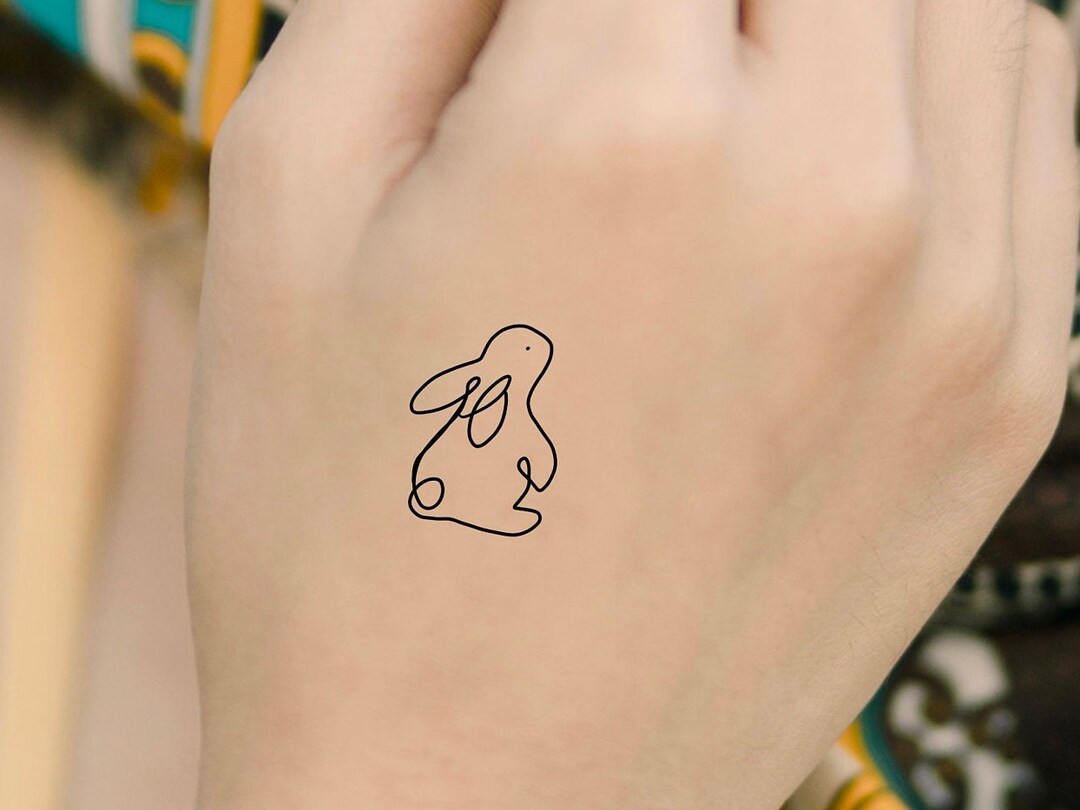 Bunny Rabbit Line Temporary Tattoo - Etsy