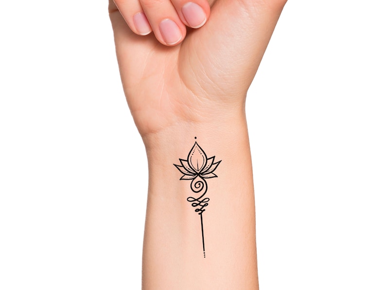 Lotus Unalome Temporary Tattoo - Etsy