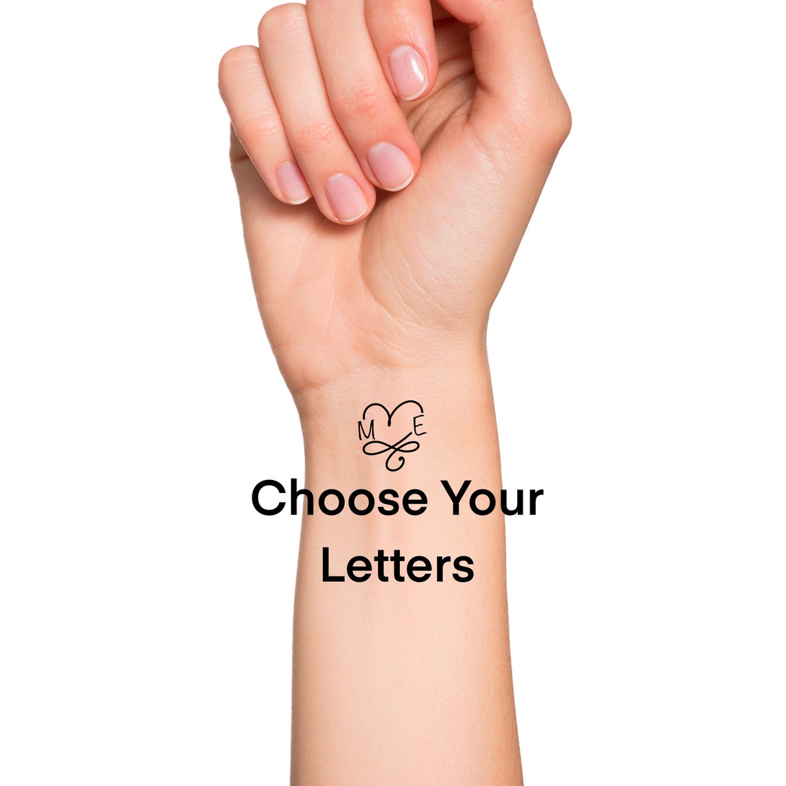 Custom Heart Infinity Initials Temporary Tattoo / Custom Heart Letters ...