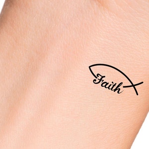 Faith Jesus Fish Temporary Tattoo / Religious Tattoo - Etsy