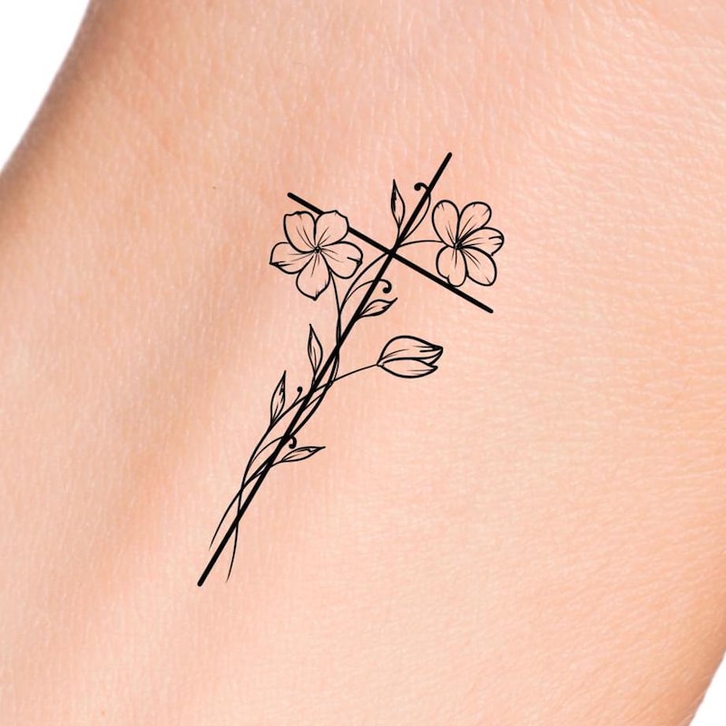 Tattoo Cross Floral - Etsy