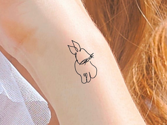 Bunny Outline Tattoo Bunny Rabbit Temporary Tattoo Etsy New Zealand