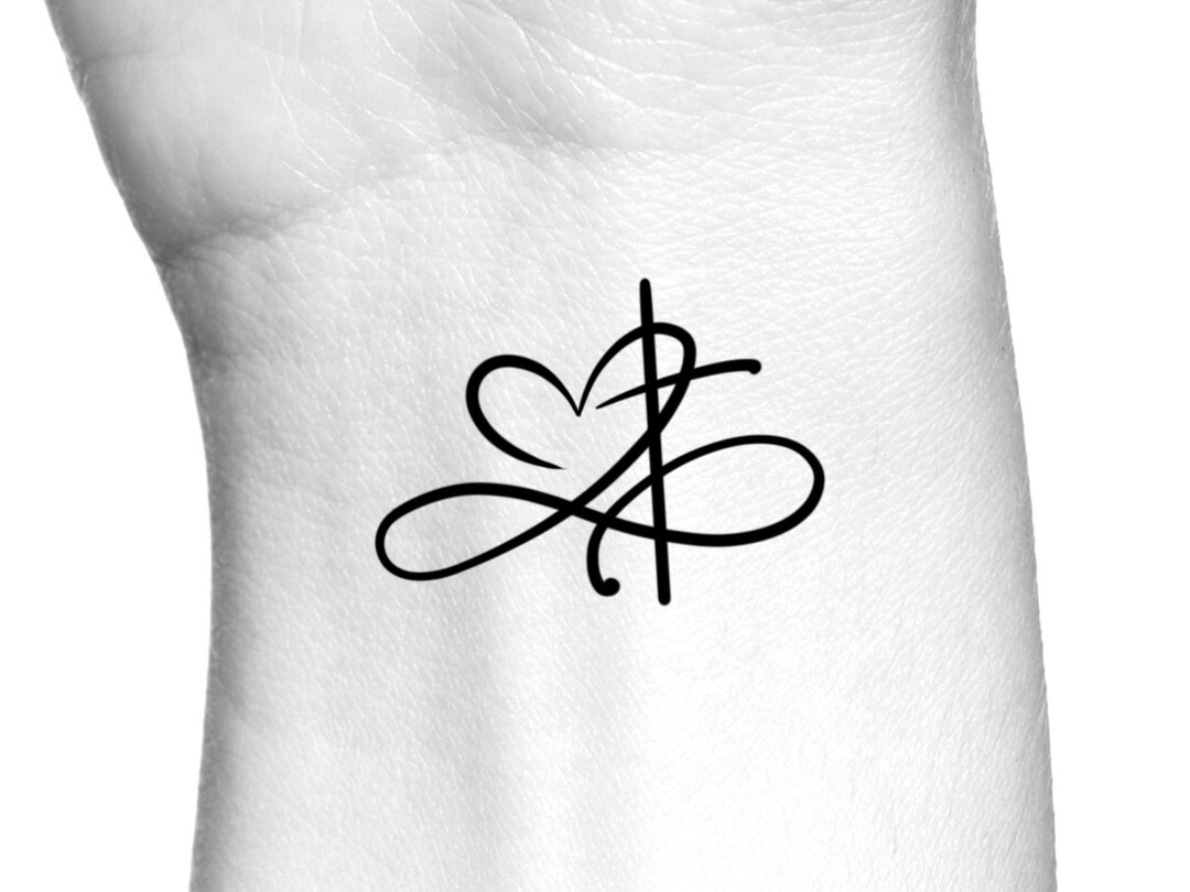 Cross Heart Infinity Temporary Tattoo - Religious Tattoo - Etsy