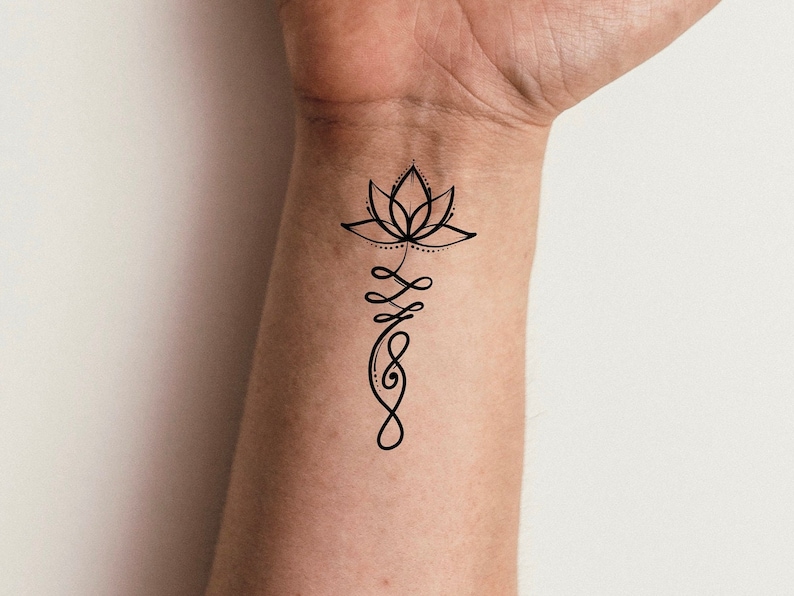 Unalome Lotus Temporary Tattoo - Etsy