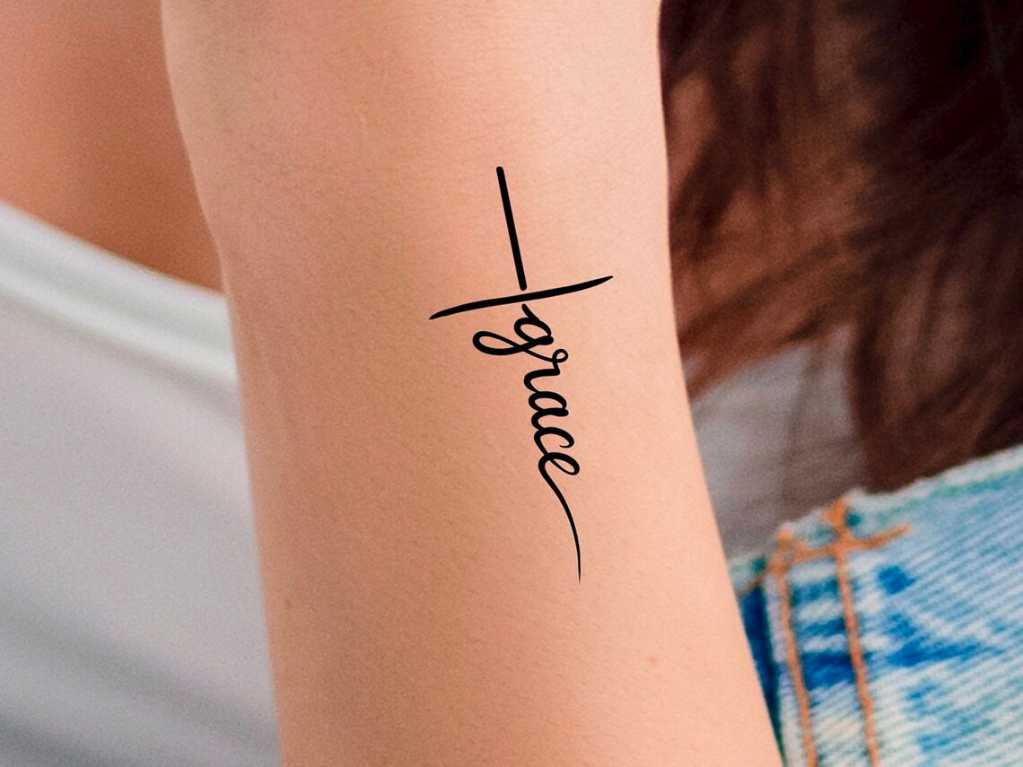 Grace Cross Temporary Tattoo / Religious Tattoo - Etsy