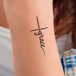 Grace Cross Temporary Tattoo / Religious Tattoo - Etsy