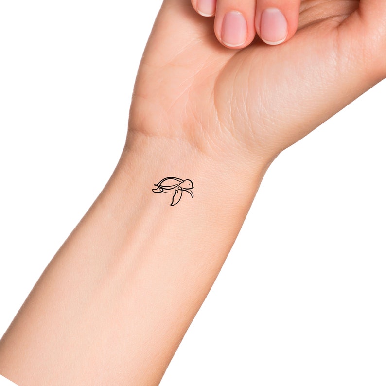 Sea Turtle Line Temporary Tattoo - Etsy