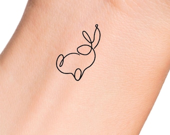 Graphic Blue Rabbit Tattoo Bunny Tattoo Flash Boho Tattoo Animal Tattoo ...
