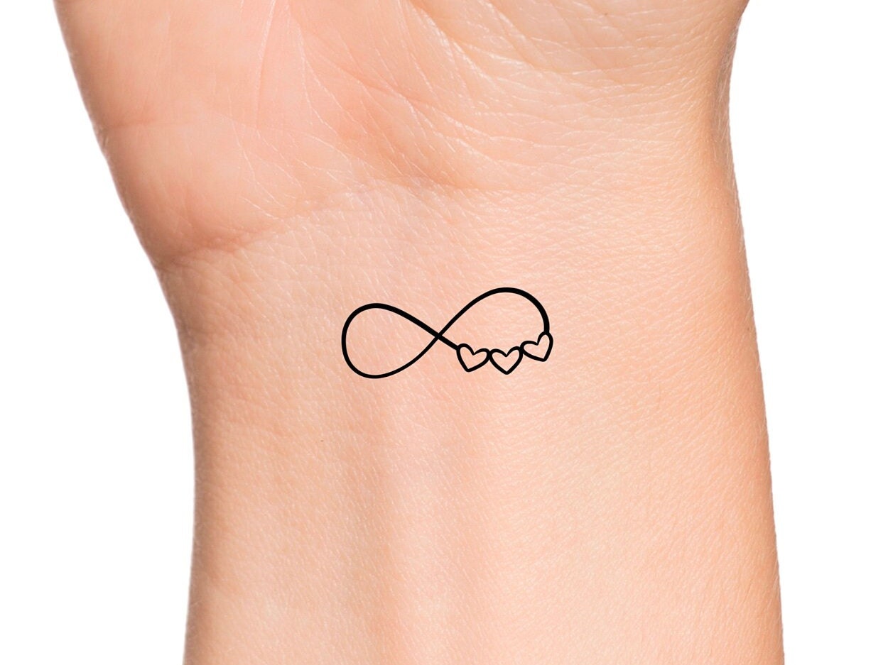Infinity 3 Hearts Temporary Tattoo - Etsy