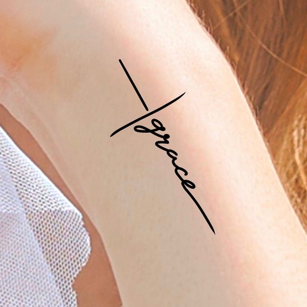 Grace Cross Tattoo - Etsy