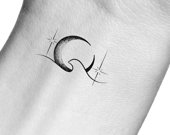 Wave Stars Temporary Tattoo / Ocean Wave Tattoo / Star Tattoo / Moon ...