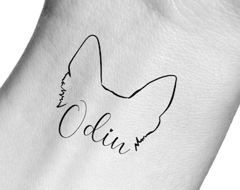 Cute Dog Ear Temporary Tattoo Sticker set of 4 - Etsy