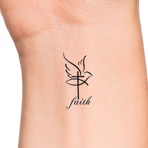 Cross Dove Jesus Fish Faith Temporary Tattoo / Religious Tattoo - Etsy