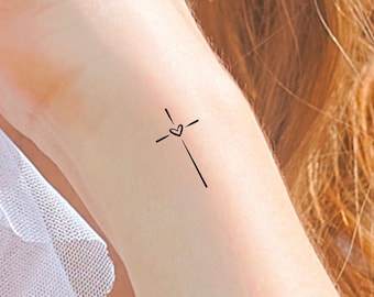 Faith Heart Cross Temporary Tattoo / Religious Tattoo - Etsy