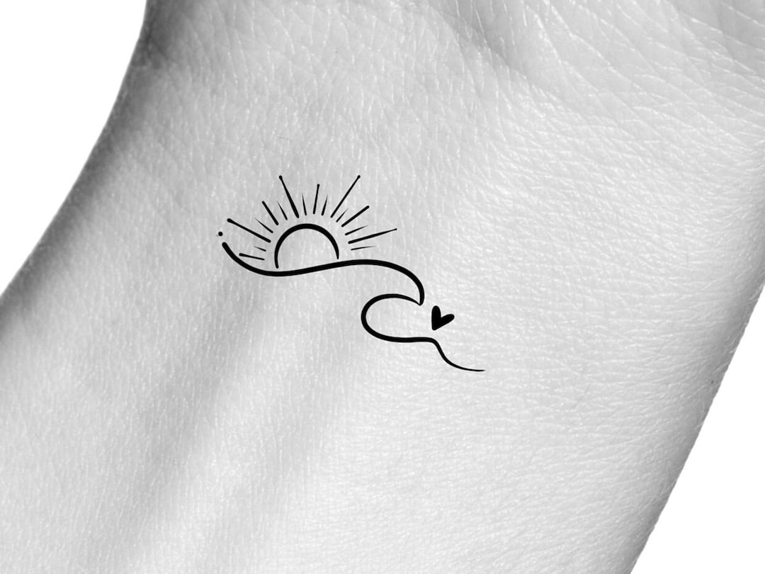 Wave Sun Heart Temporary Tattoo - Etsy