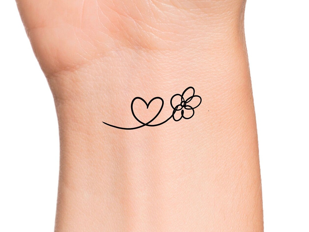 Daisy Heart Temporary Tattoo - Etsy