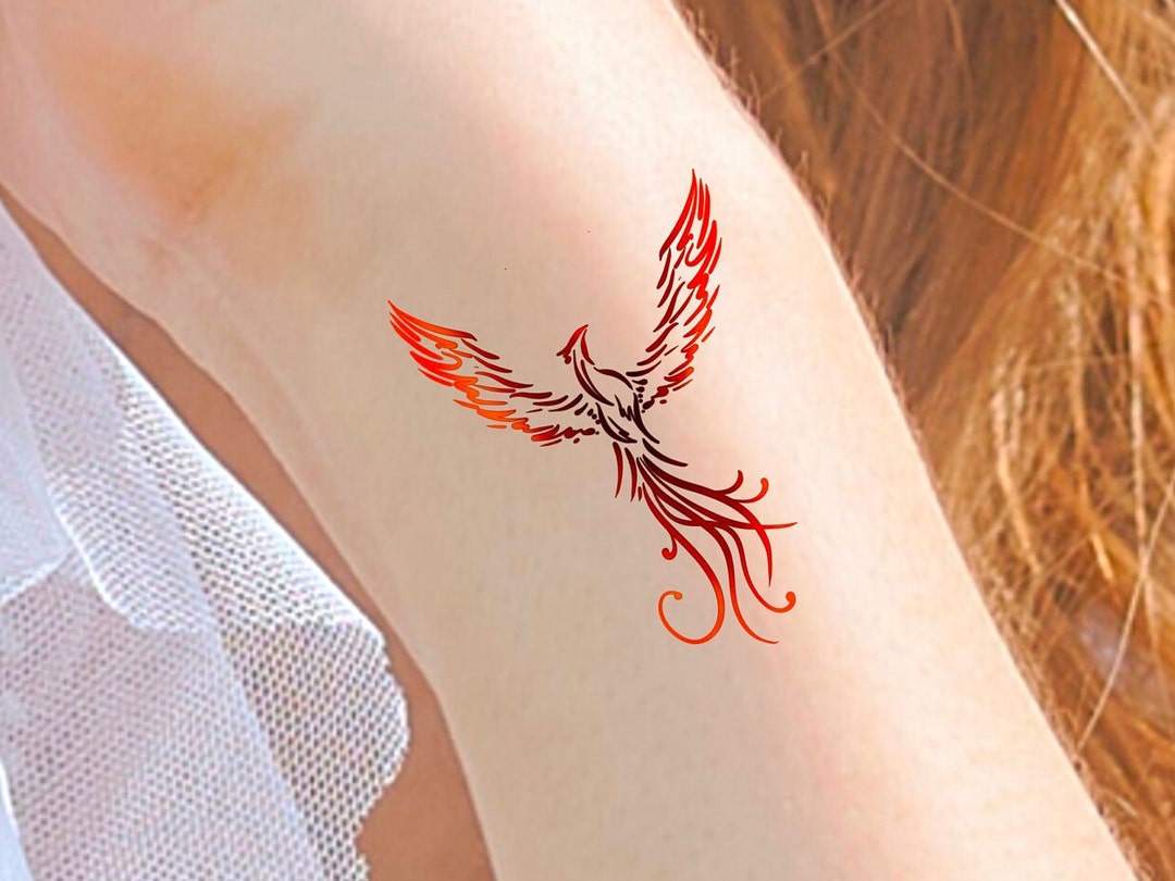 Phoenix Temporary Tattoo / Red Phoenix Bird Tattoo - Etsy