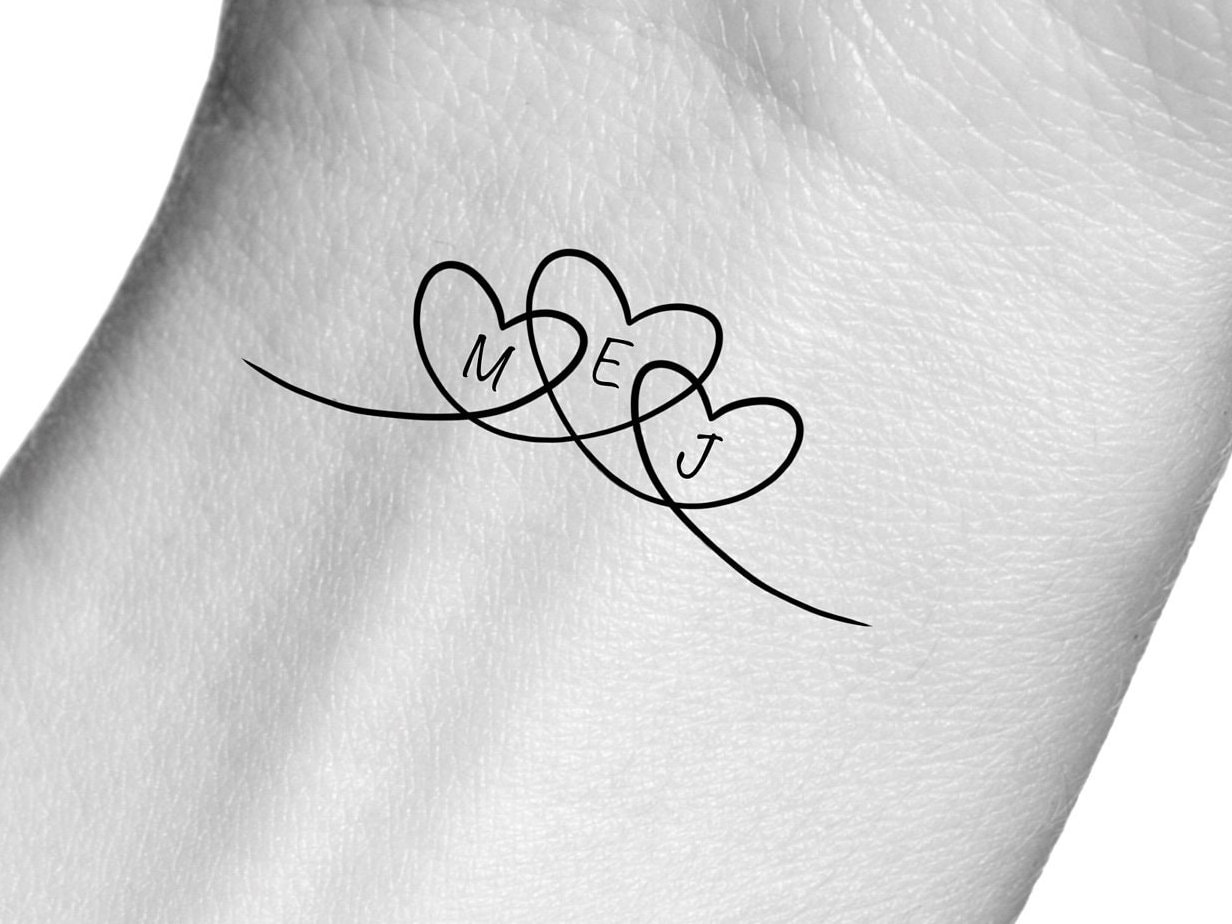 Custom Heart Initials Temporary Tattoo / Custom Heart Letters Tattoo - Etsy