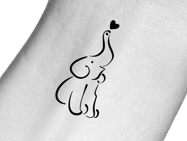 Elephant Heart Temporary Tattoo - Etsy