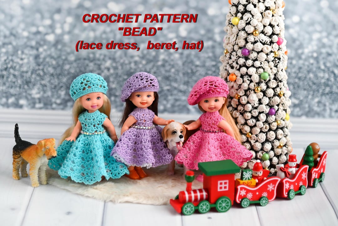 Crochet Pattern "bead" for Kelly Doll. Crochet Dress and Beret for 4-5 ...