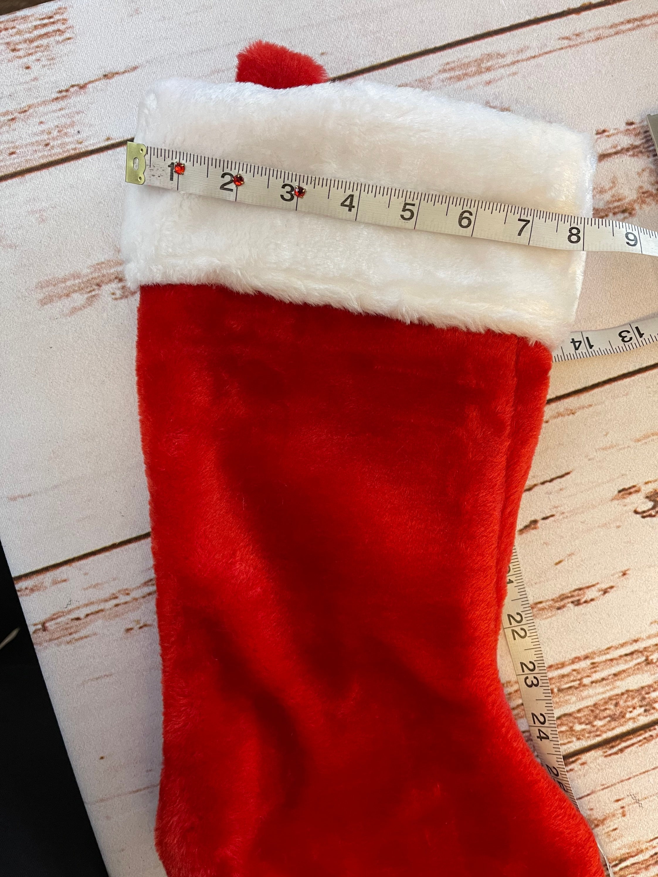 Red and White Plush Christmas Stocking, Custom Embroidered Christmas ...