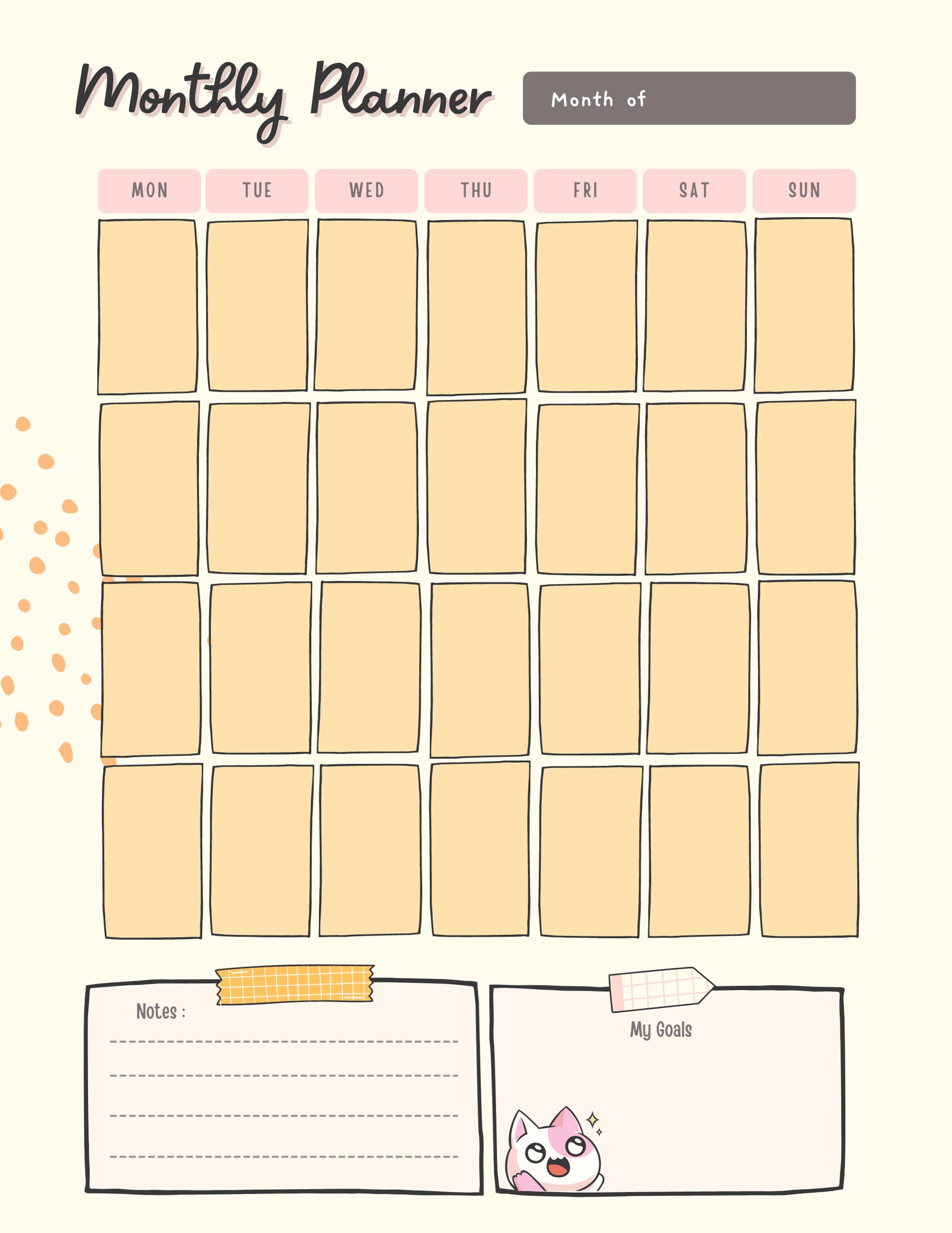 UNDATED Cute Cat Themed Monthly ADHD Planner Digital & - Etsy