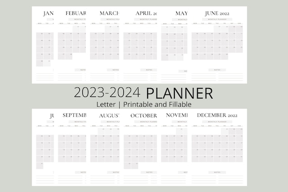 Minimalistic 2023 Planner Yearly Planner Digital Printable - Etsy